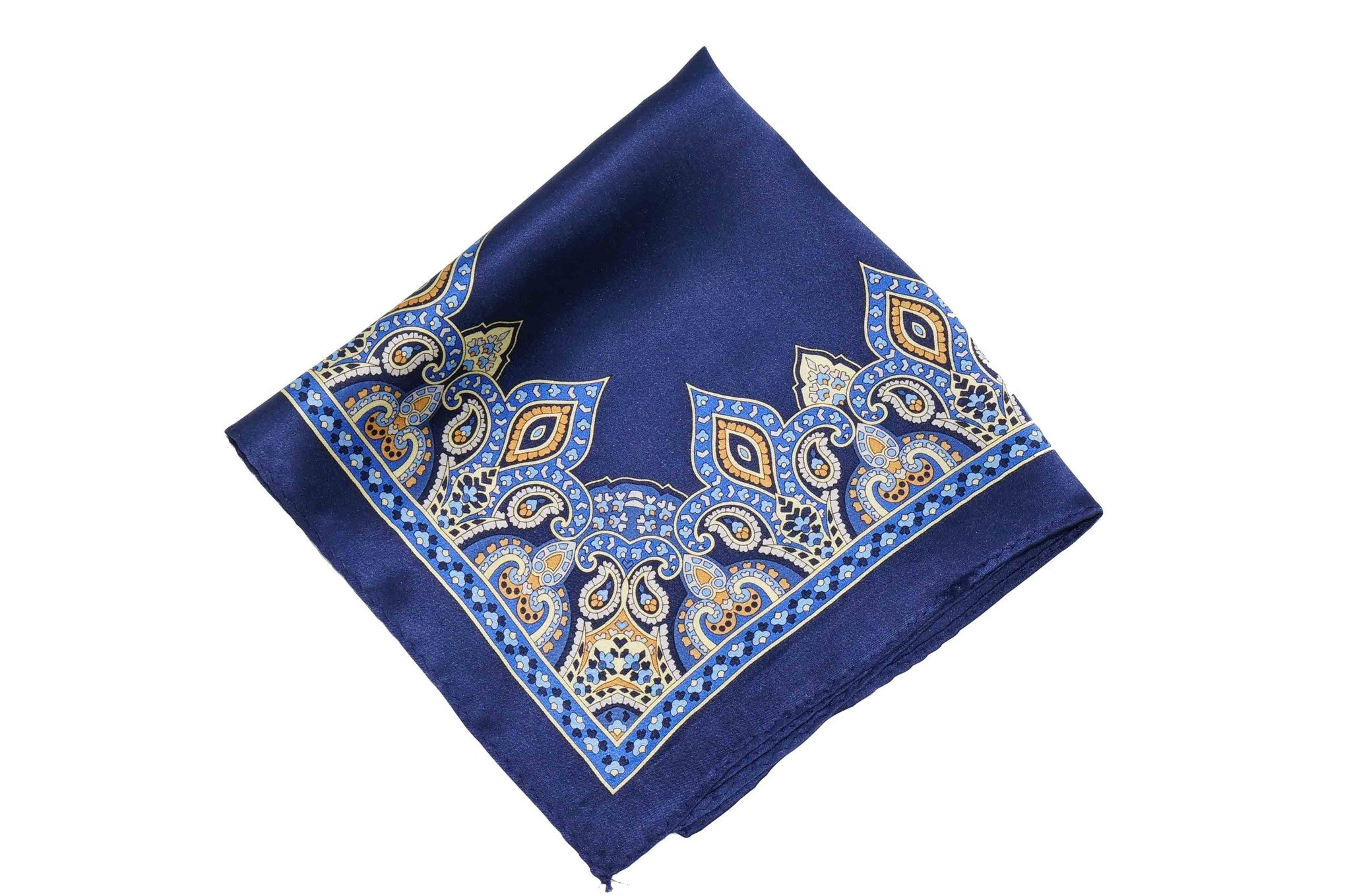 Blue Pattern Border Silk Pocket Square – Aristocrats Bows N Ties